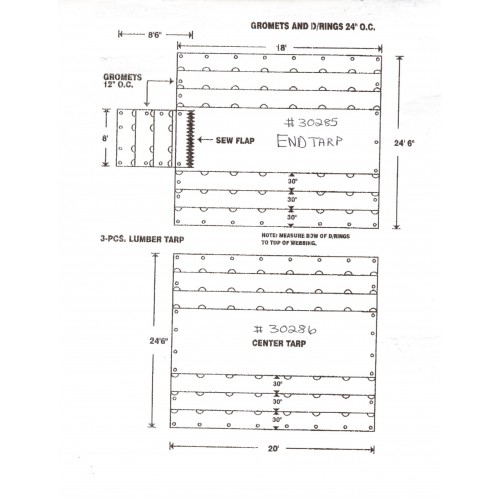 Tarp Lumber W/ Flap 24'6"W X 18'L (3 Piece Set - End Tarp) 18 Black - 8 ...